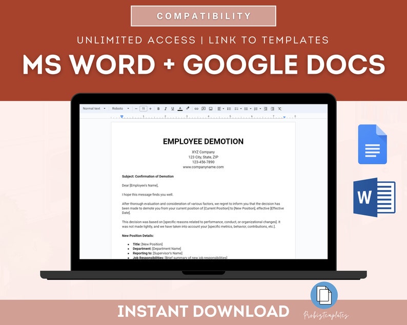 Employee Demotion Letter Template, Job Demotion Notice, Employee Role ...