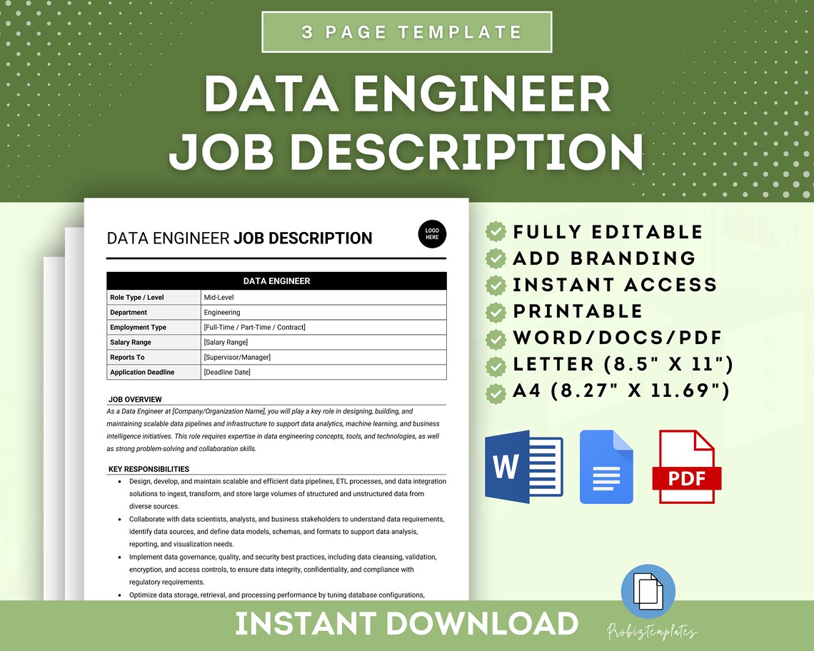 Data Engineer Job Description Template, Data Engineering ...
