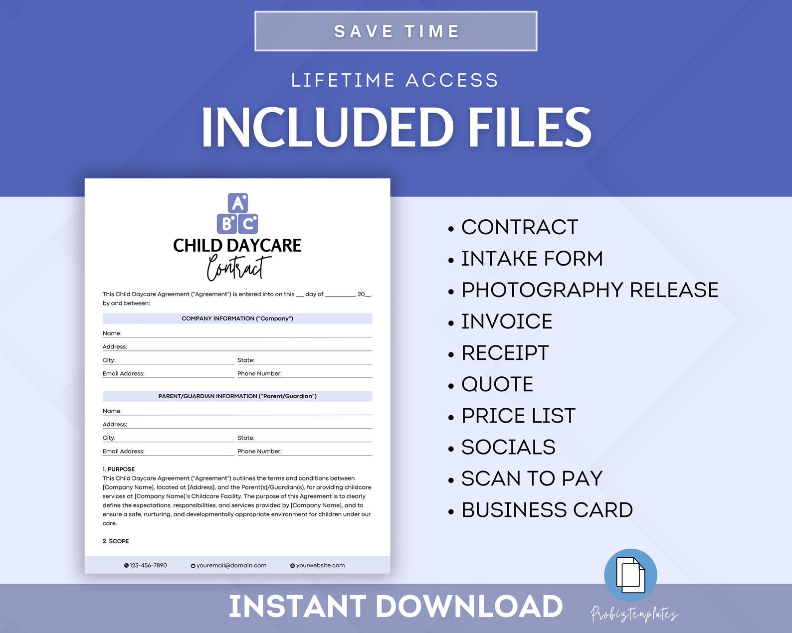 Daycare Contract Bundle, Daycare Business Starter Kit, Preschool ...