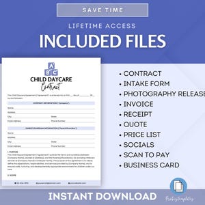Daycare Contract Bundle, Daycare Business Starter Kit, Preschool ...