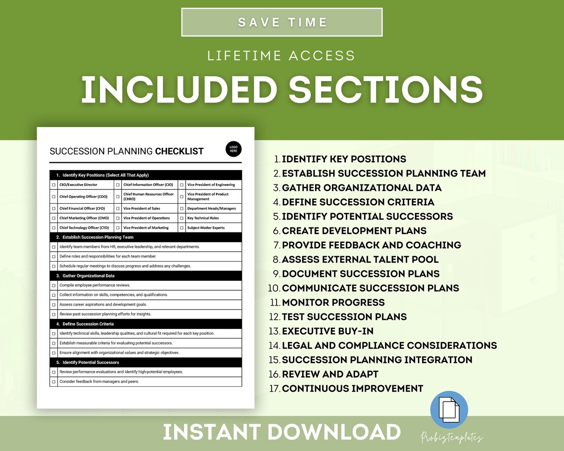 Succession Planning Checklist Template, Leadership Succession Strategy ...