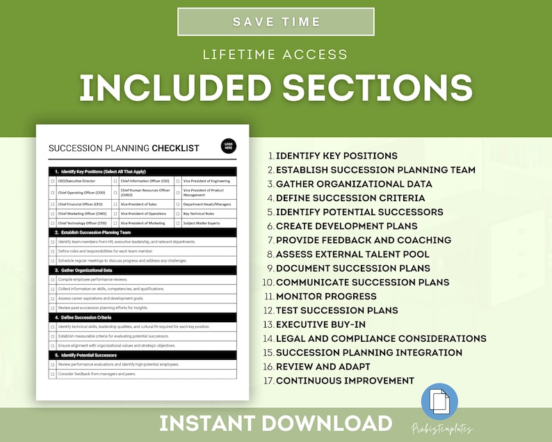 Succession Planning Checklist Template, Leadership Succession Strategy ...