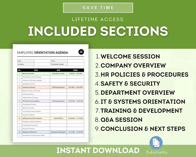 Employee Orientation Agenda Template, New Hire Onboarding Schedule ...