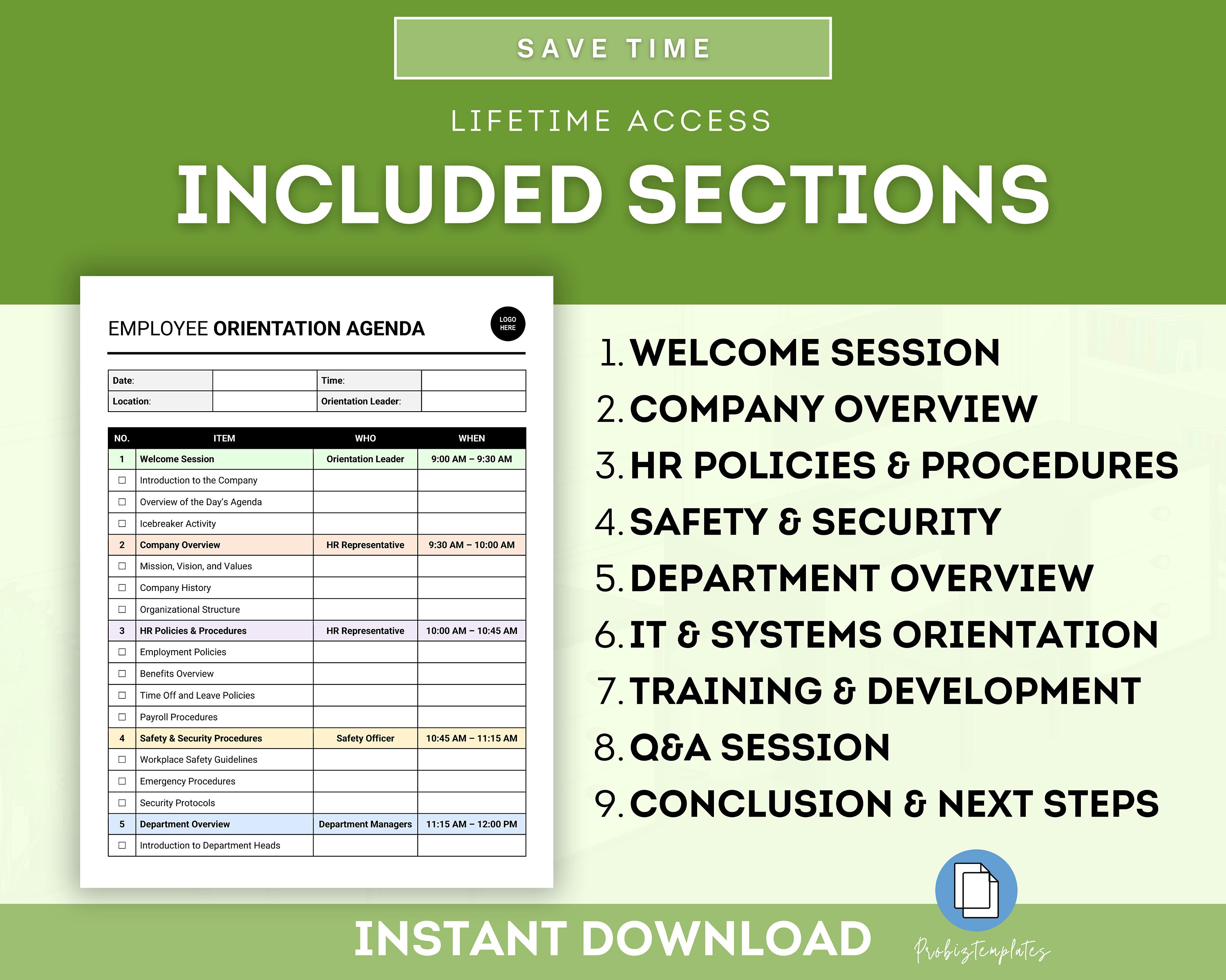 Employee Orientation Agenda Template, New Hire Onboarding Schedule ...
