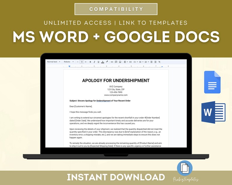 Apology for Undershipment Letter Template, Undershipment Apology ...