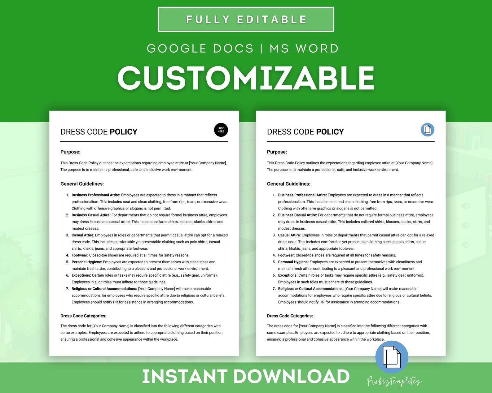 Employee Dress Code Policy Template, Human Resources Policies, Employee New Hire Onboarding ...