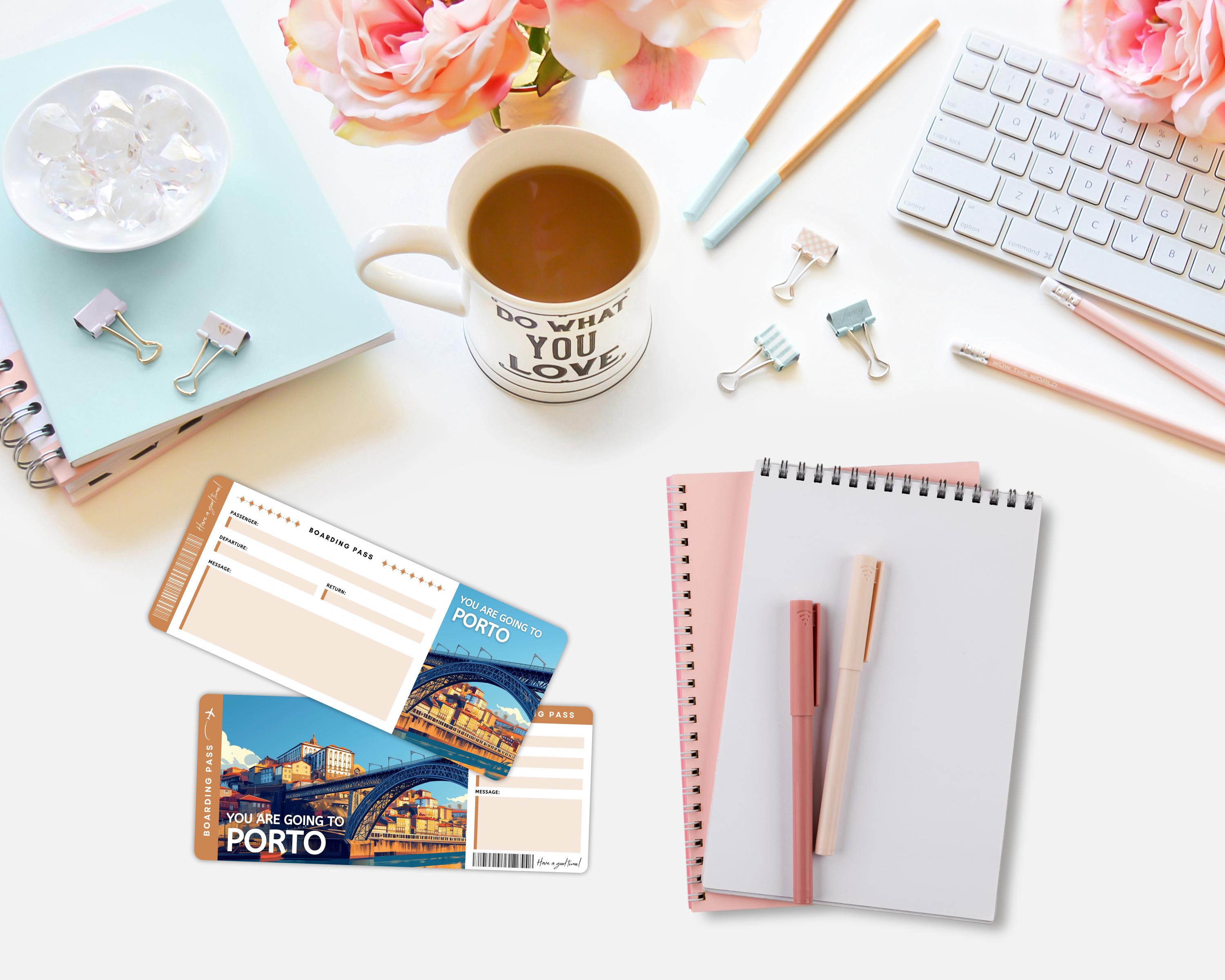 Printable Porto Surprise Gift Ticket, Editable Portugal Vacation ...