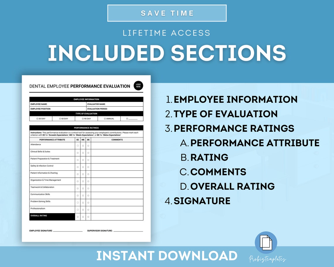 Dental Employee Performance Evaluation Form, Dental Staff Performance ...