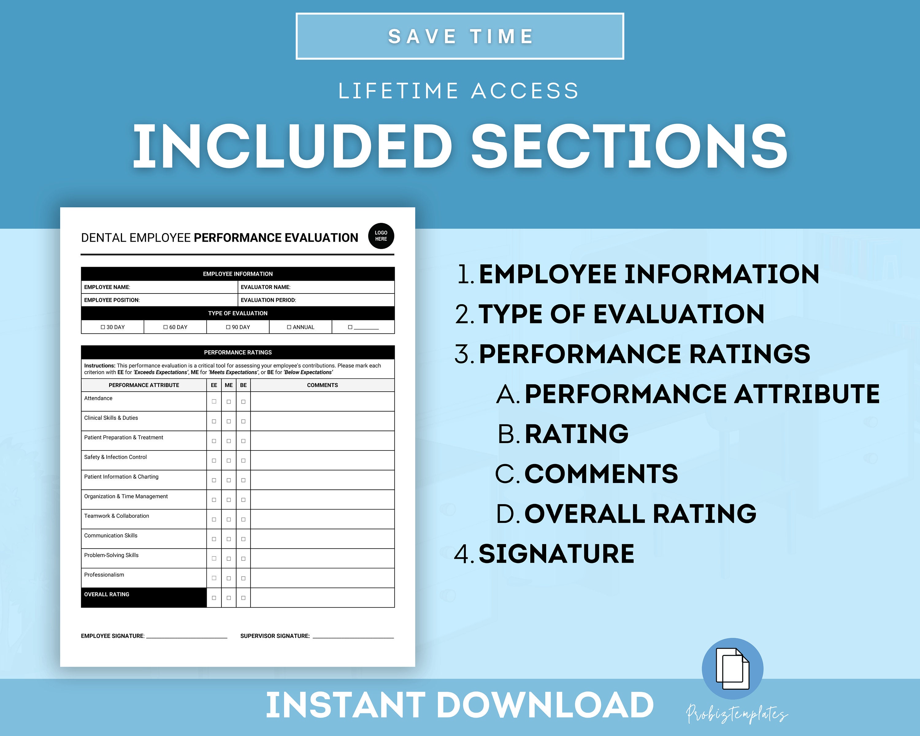 Dental Employee Performance Evaluation Form, Dental Staff Performance ...