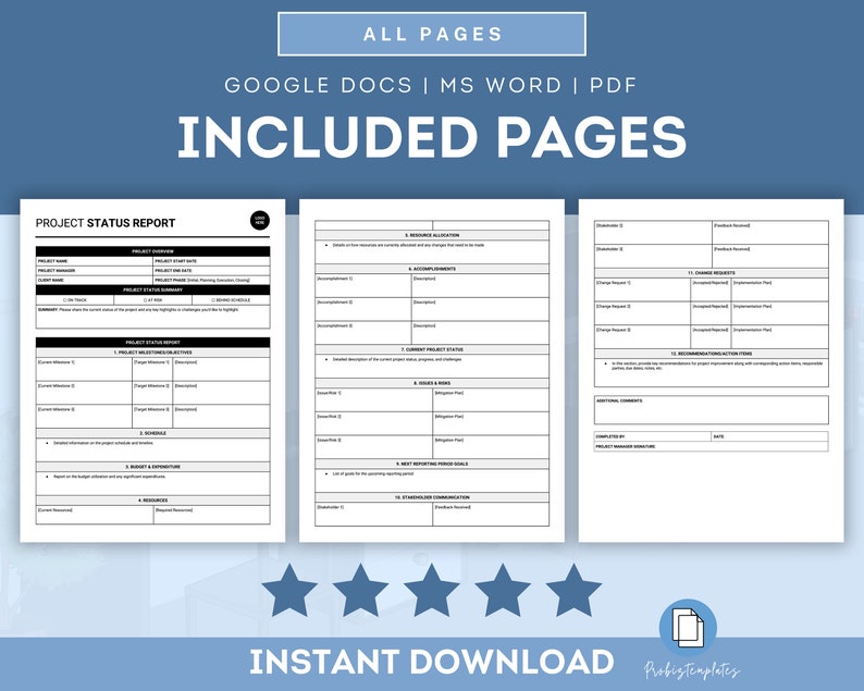 Project Status Report Template, Project Progress Report, Project ...