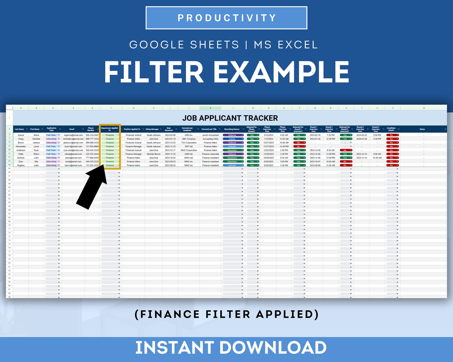 Job Applicant Tracker, Applicant Tracking Tool, Recruitment Applicant ...