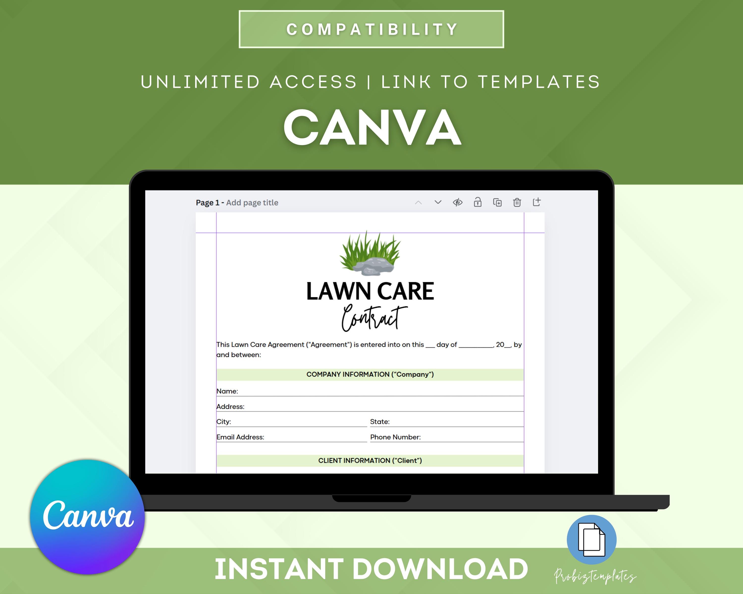 Lawn Care Contract Bundle, Landscaping Service Agreement Template, Yard ...