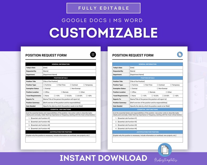 HR Position Request Form Template, Job Opening Request Form, Job ...
