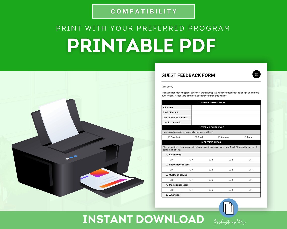 Guest Feedback Form Template, Visitor Experience Feedback Form, Guest ...