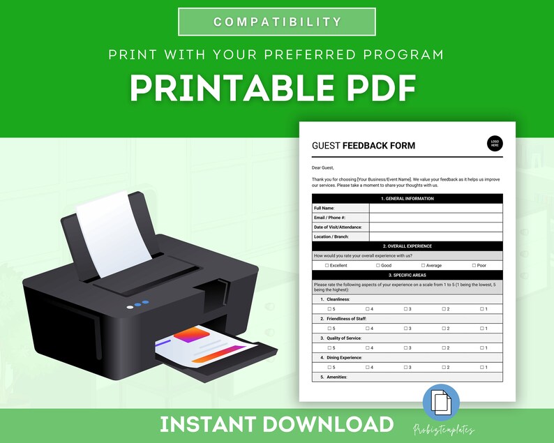 Guest Feedback Form Template, Visitor Experience Feedback Form, Guest ...