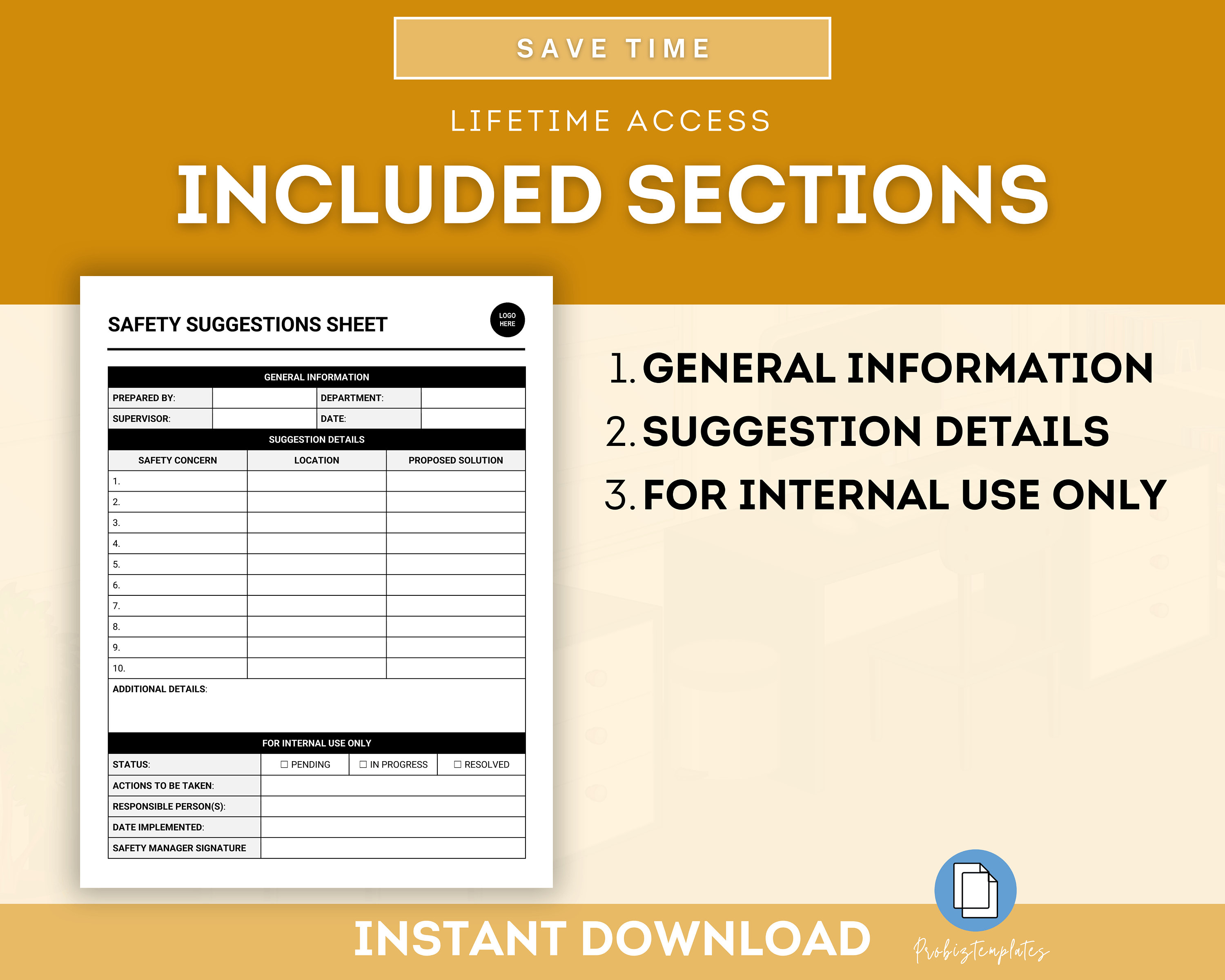 Workplace Safety Suggestions Sheet Template, Workplace Safety ...