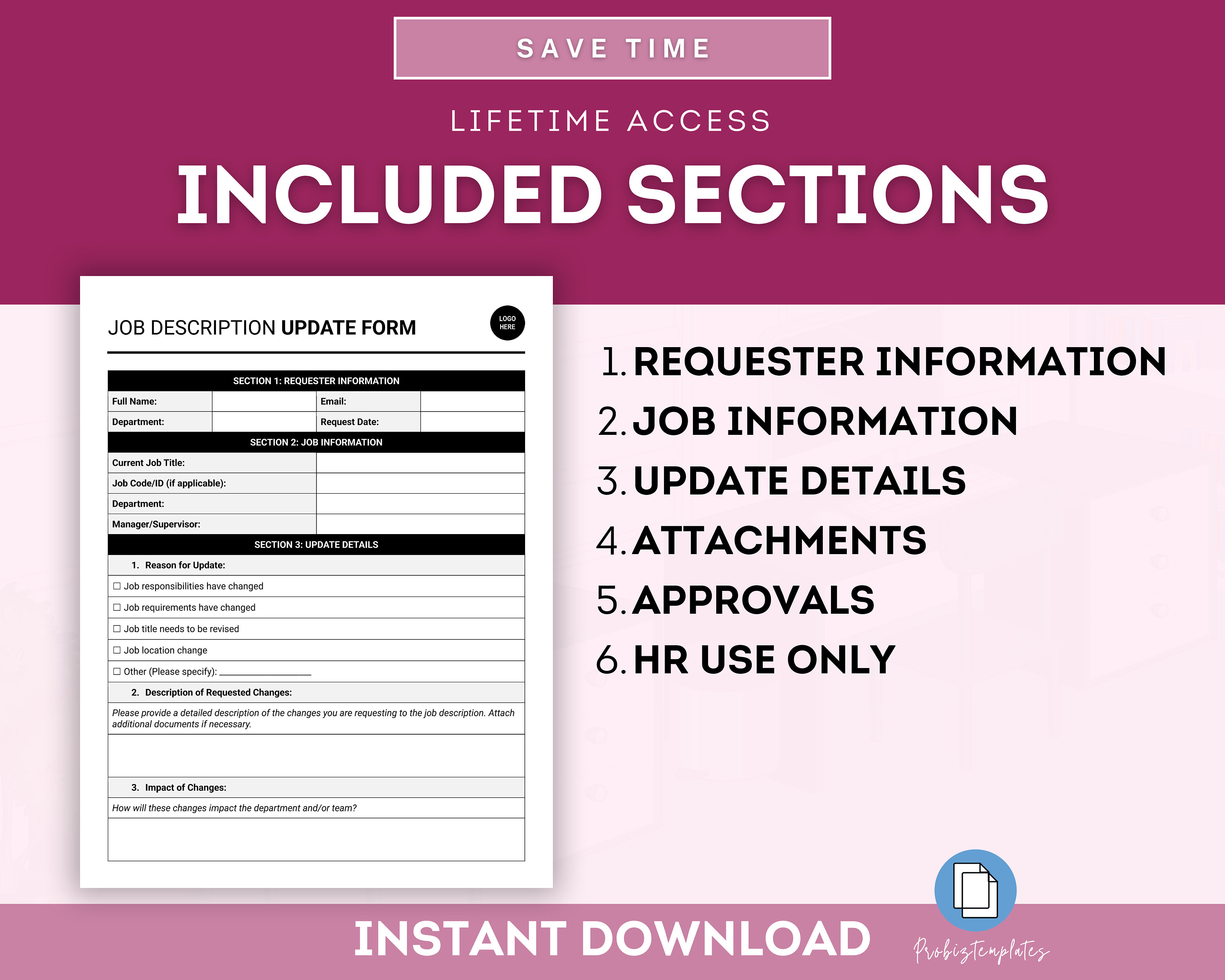 Job Description Update Form Template, Job Role Update Form, Position ...