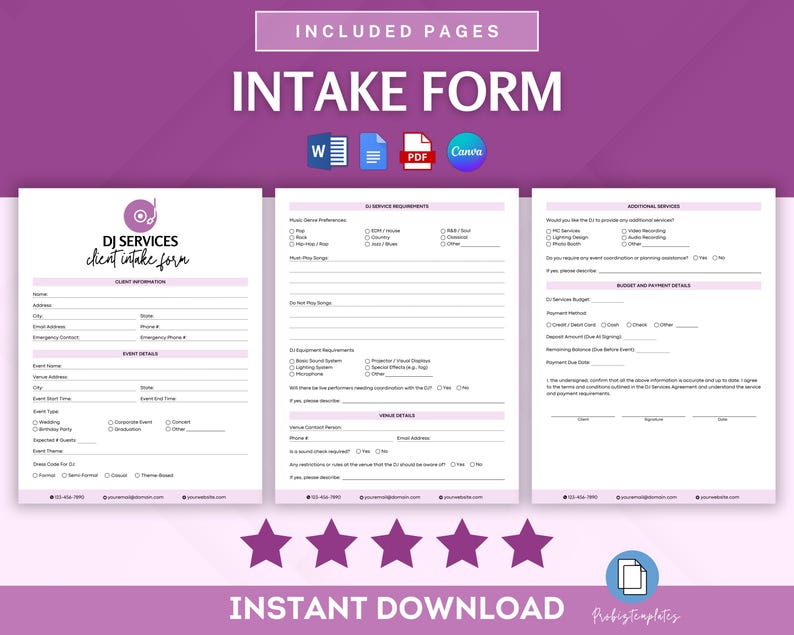 DJ Services Contract Bundle, DJ Agreement Forms, Music Performance ...