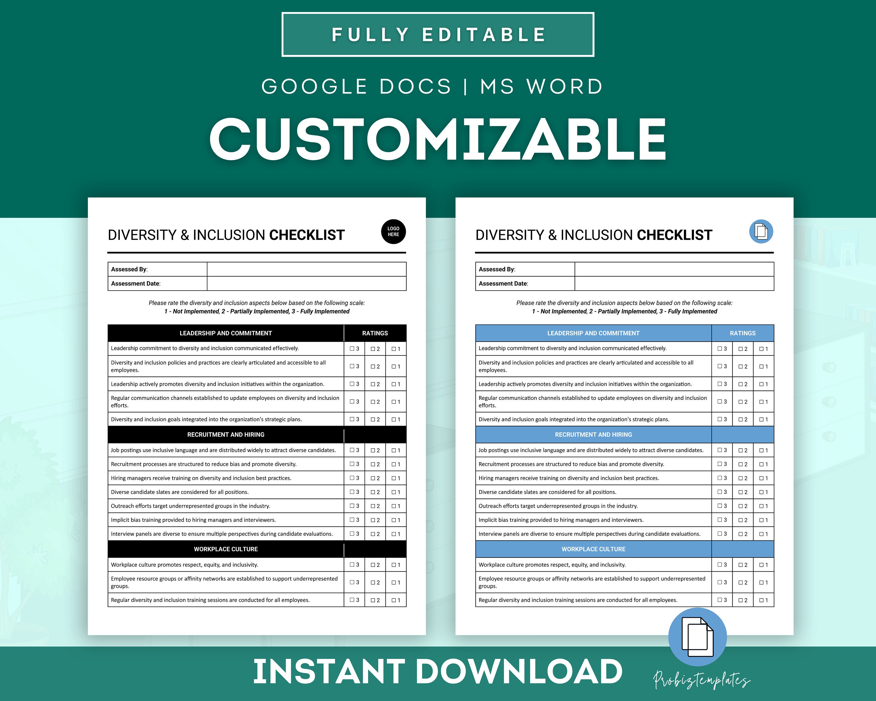 Diversity and Inclusion Checklist, Workplace Diversity and Inclusivity ...