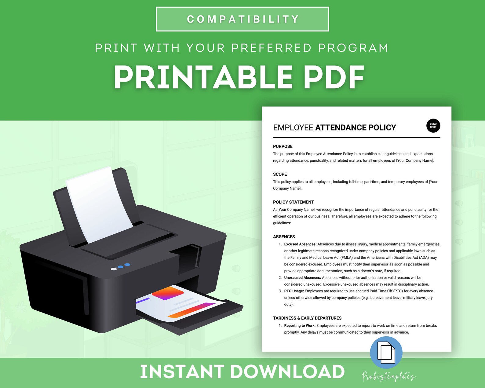 Employee Attendance Policy Template, Staff Attendance Policy, Work ...