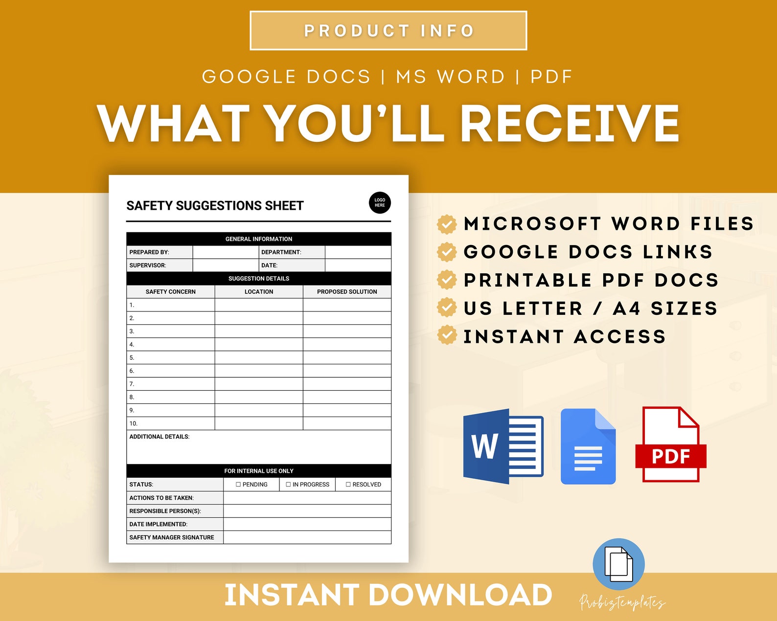 Workplace Safety Suggestions Sheet Template, Workplace Safety ...