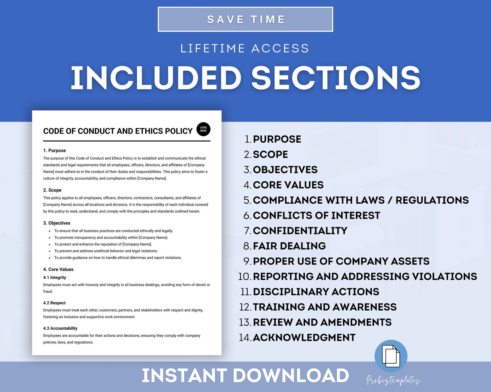 Code of Conduct and Ethics Policy Template, Business Ethics Guidelines ...