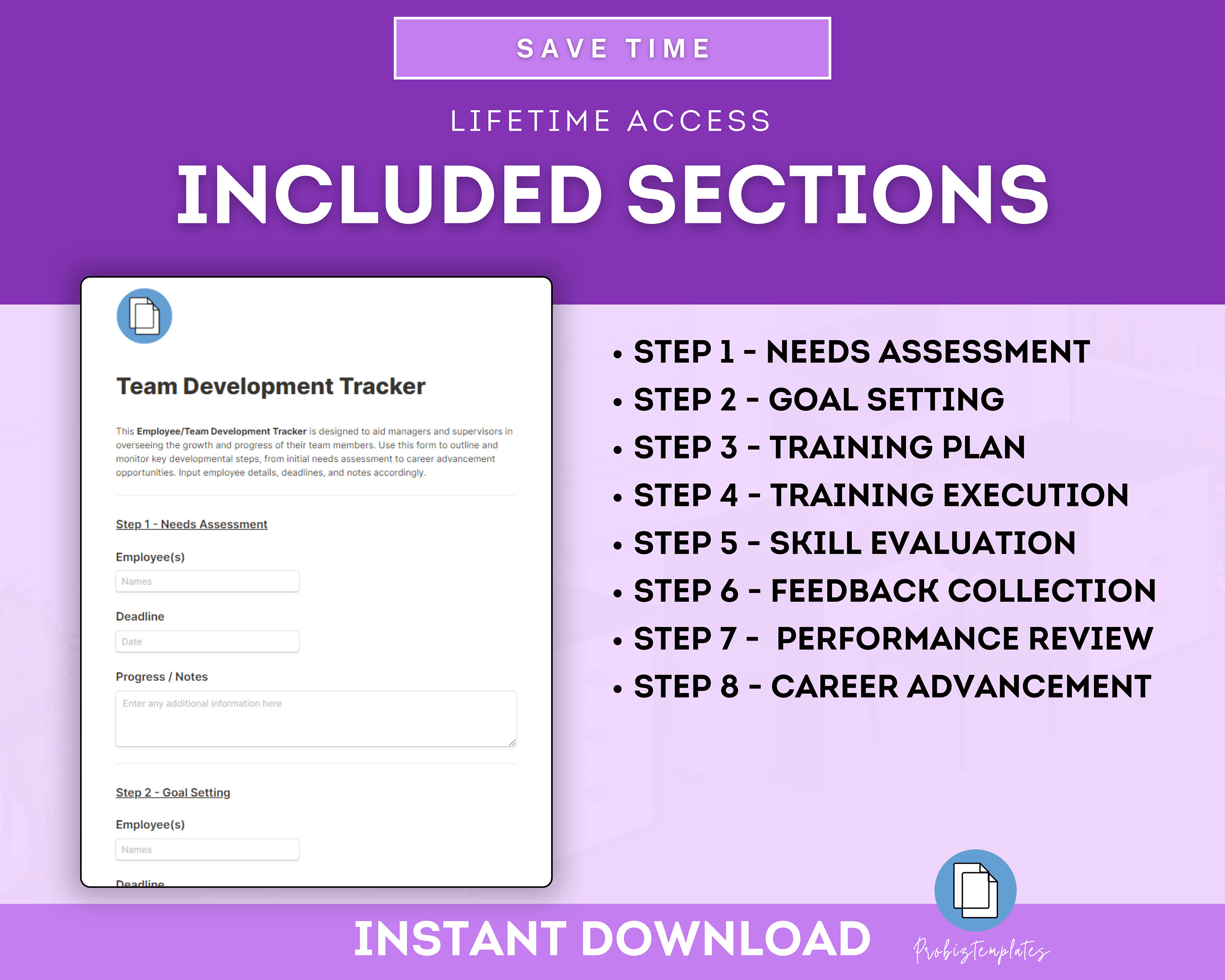 Employee & Team Development Tracker Online Template, Team Development ...