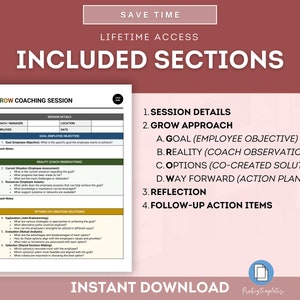 Employee Coaching Session Sheet Template, GROW Coaching Model, Employee ...