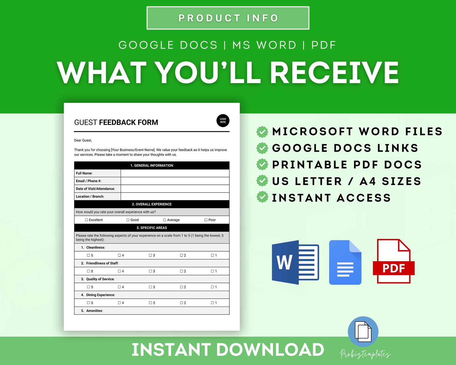 Guest Feedback Form Template, Visitor Experience Feedback Form, Guest ...