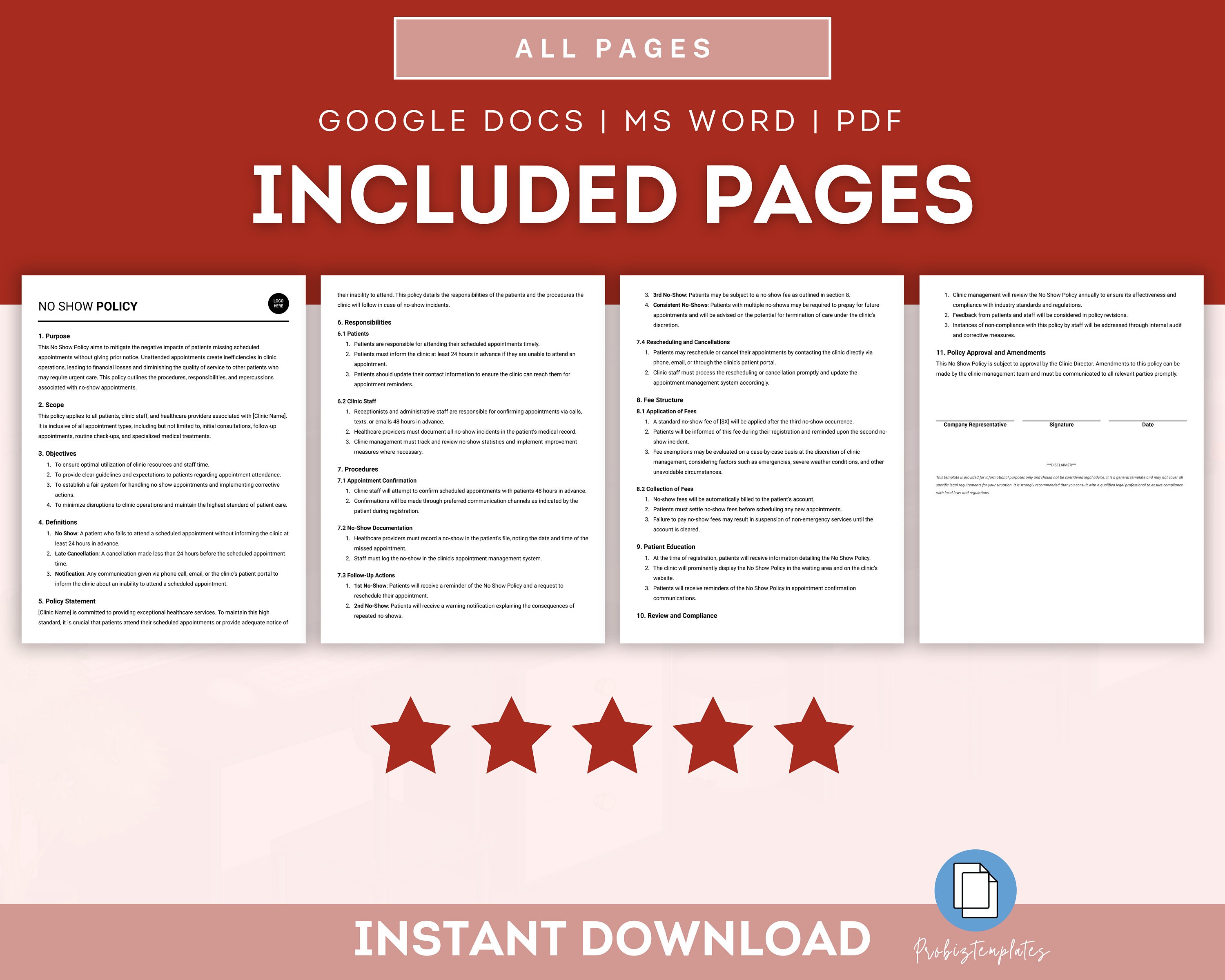 No Show Policy Template, Employee No Show Guidelines, Attendance Policy ...