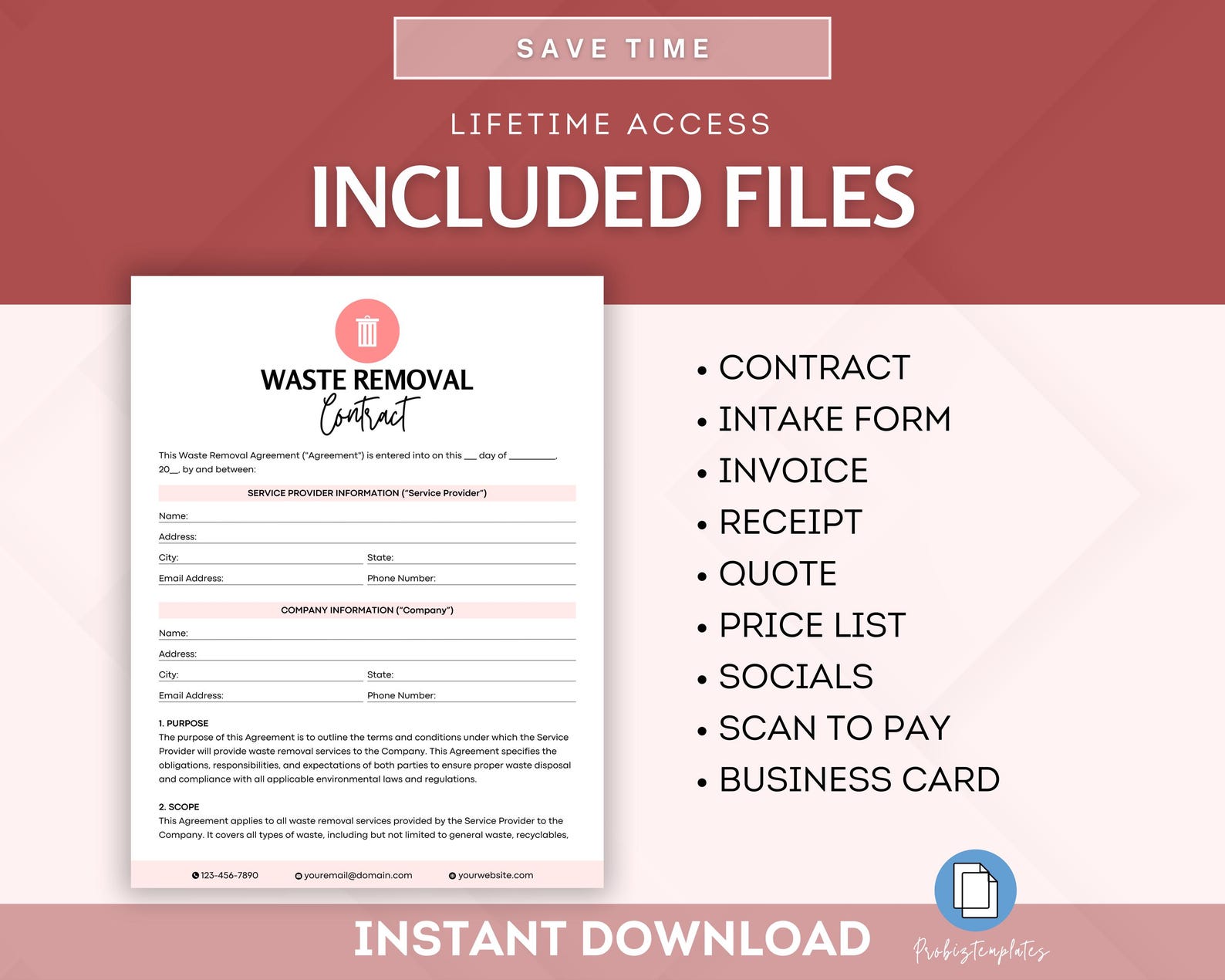 Waste Removal Contract Bundle, Disposal Service Agreement Template ...