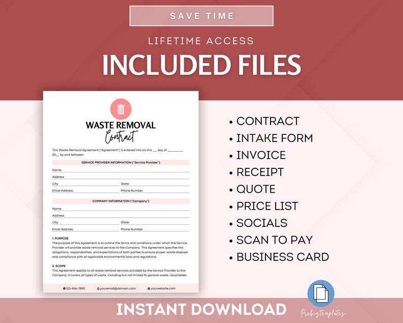 Waste Removal Contract Bundle, Disposal Service Agreement Template ...