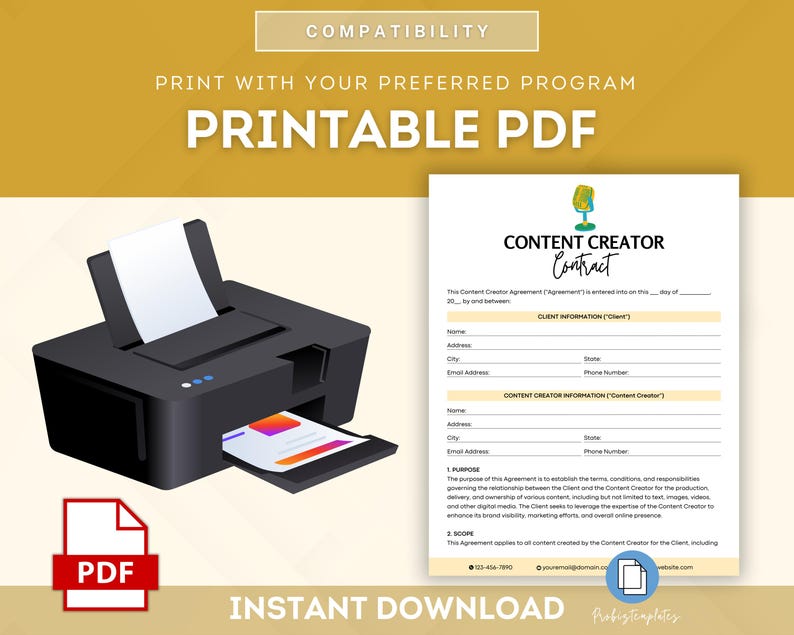 Content Creator Contract Bundle, Influencer Agreement Template, Social ...