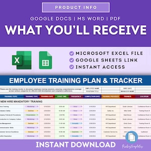 Employee Training Plan and Tracker Template for Microsoft Excel and ...