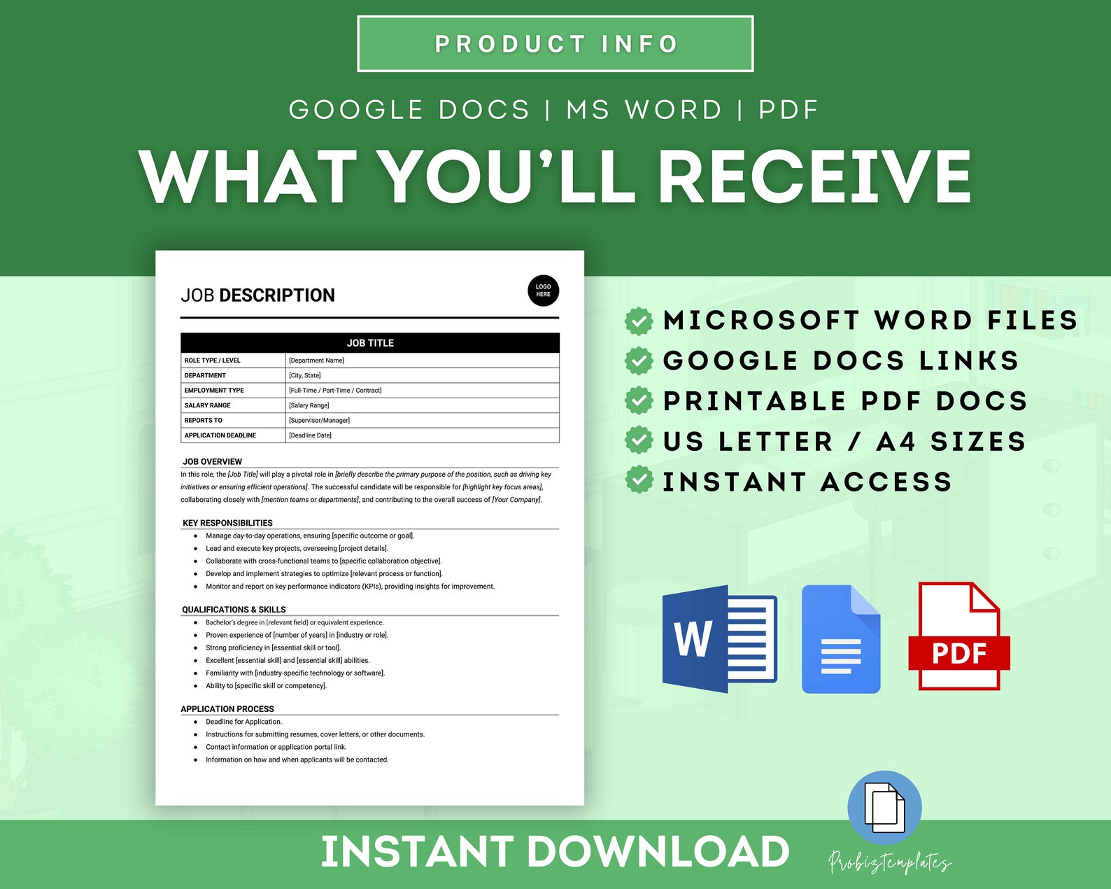 Job Description Template, Job Description Form, Employee Onboarding ...
