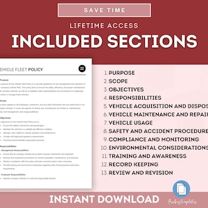 Vehicle Fleet Policy Template, Fleet Management Policy, Company Vehicle ...