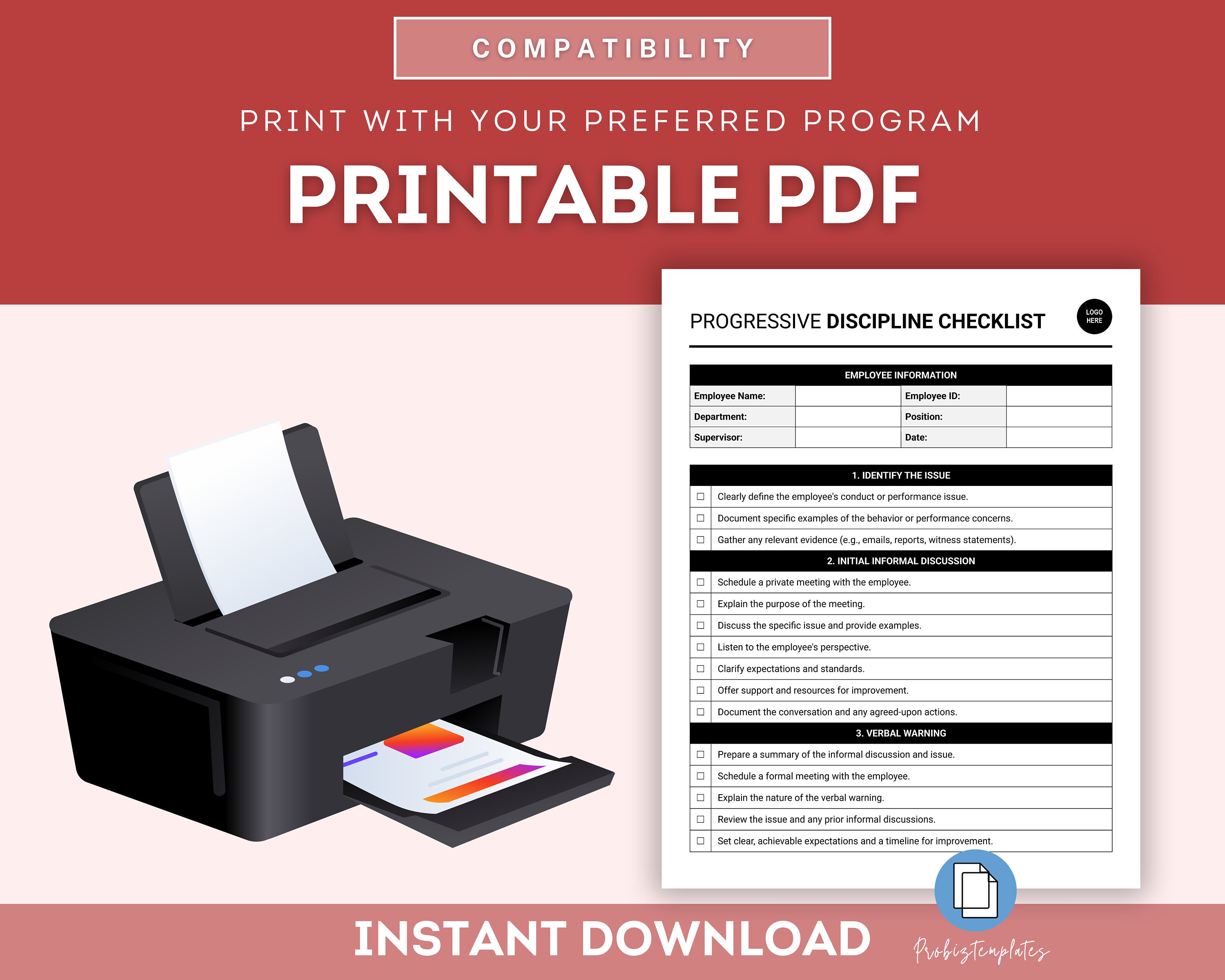 Progressive Discipline Checklist, Employee Discipline Checklist ...