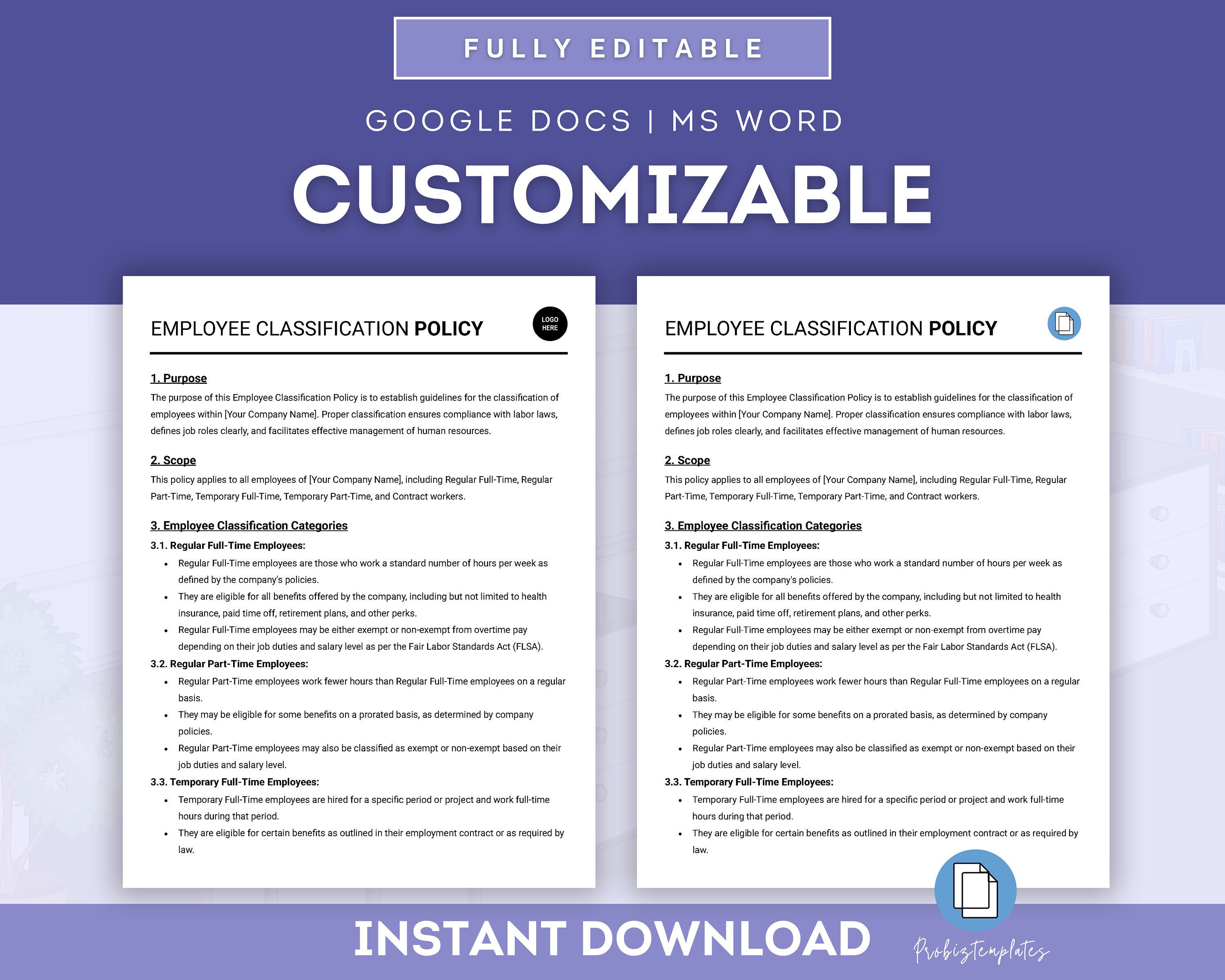 Employee Classification Policy Template, Staff Personnel Classification ...