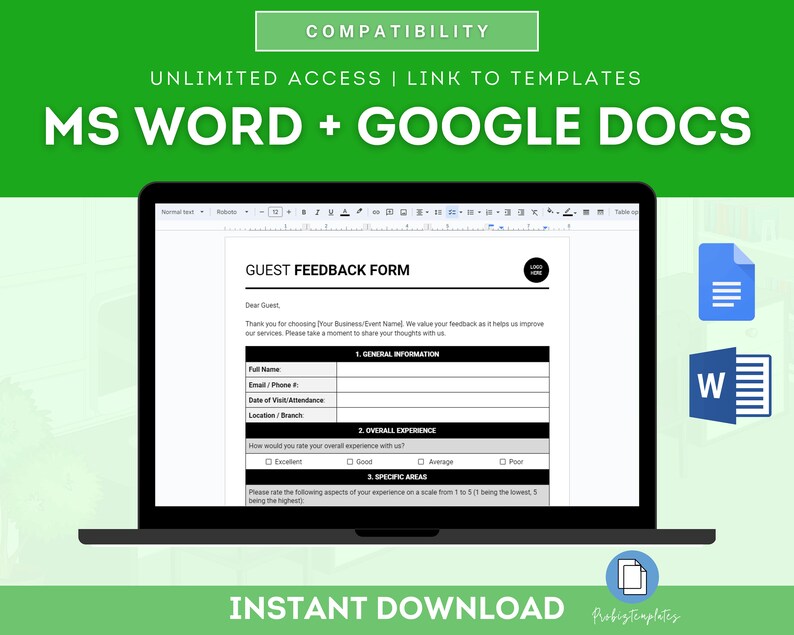 Guest Feedback Form Template, Visitor Experience Feedback Form, Guest ...