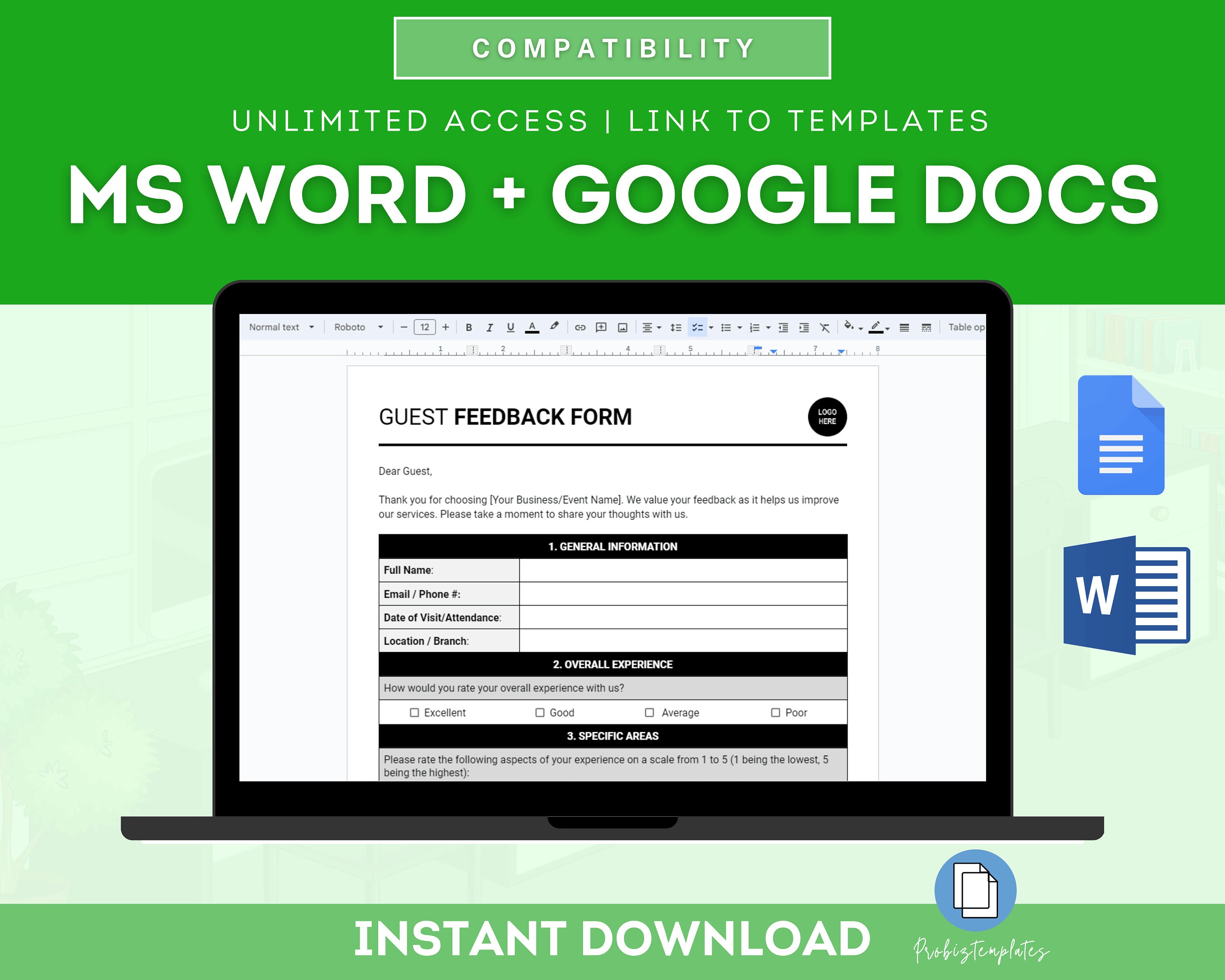 Guest Feedback Form Template, Visitor Experience Feedback Form, Guest ...