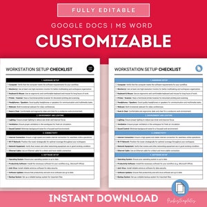 Workstation Setup Checklist, Employee Workplace Desk Setup Checklist ...