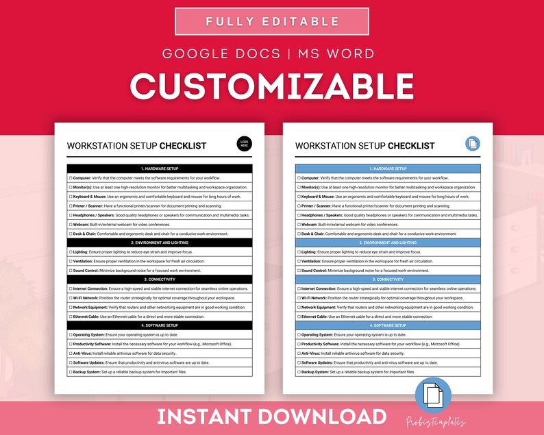 Workstation Setup Checklist, Employee Workplace Desk Setup Checklist ...