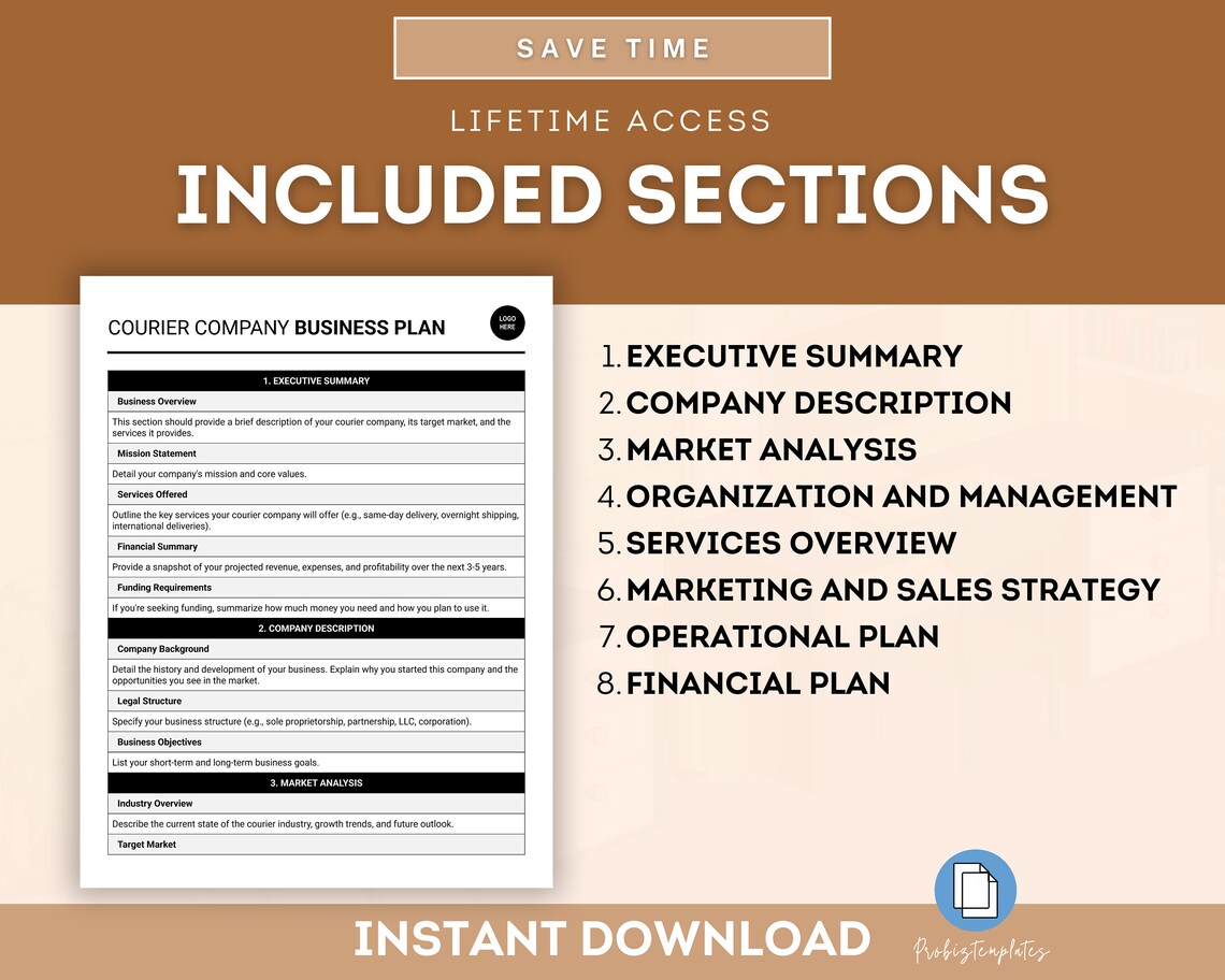 Courier Company Business Plan Template, Delivery Service Business Plan ...