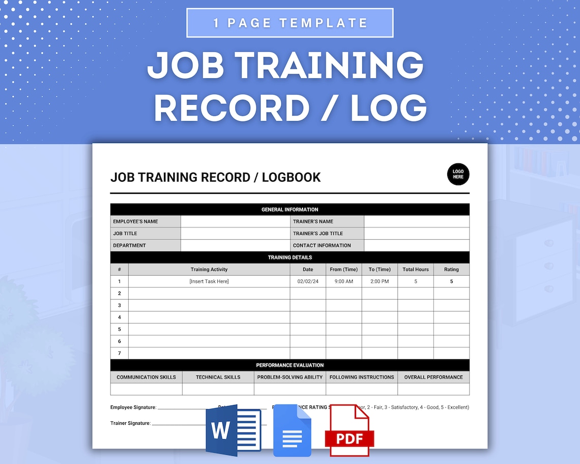 Job Training Record Template, Employee Training Progress Tracker, HR ...