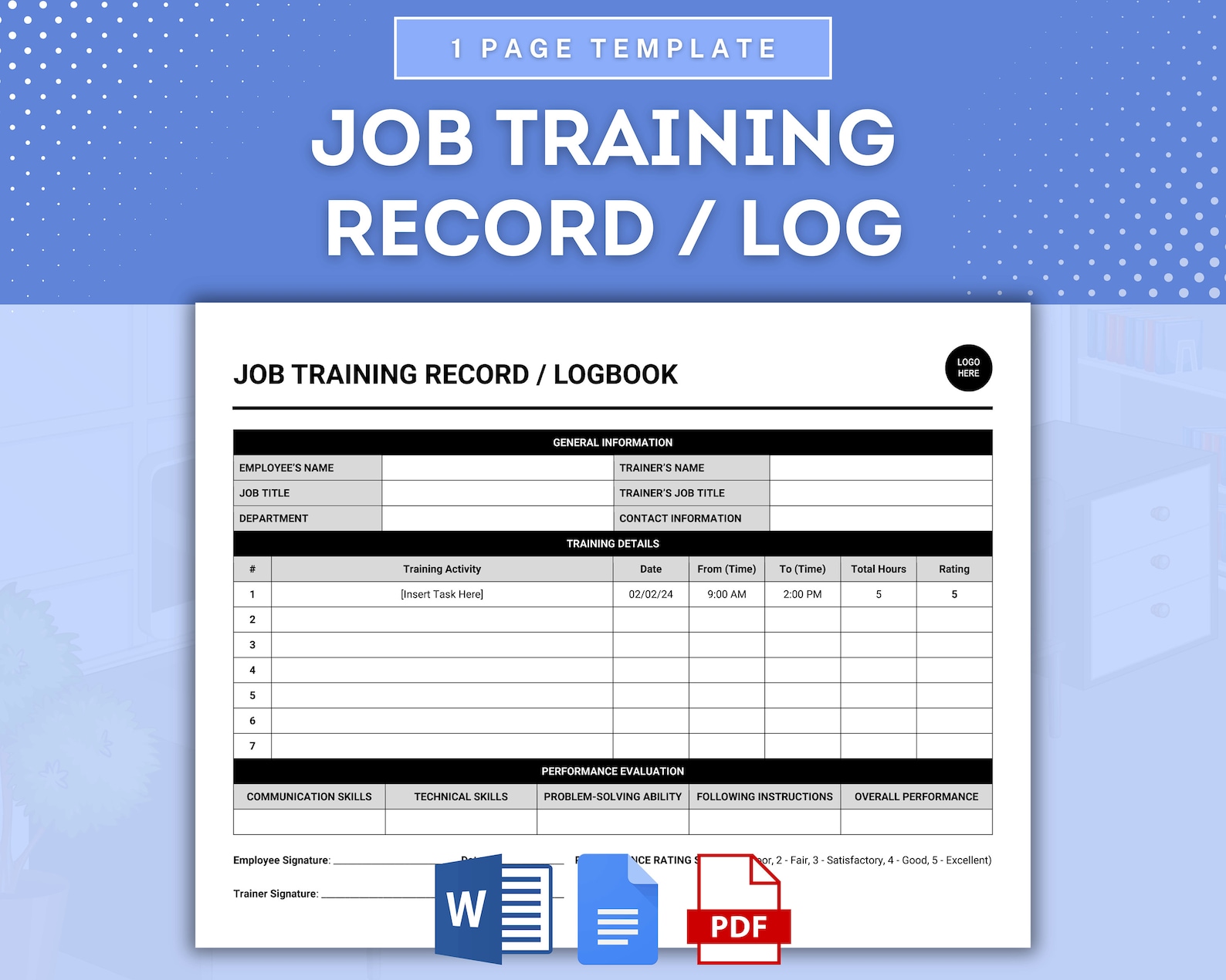 Job Training Record Template, Employee Training Progress Tracker, HR ...