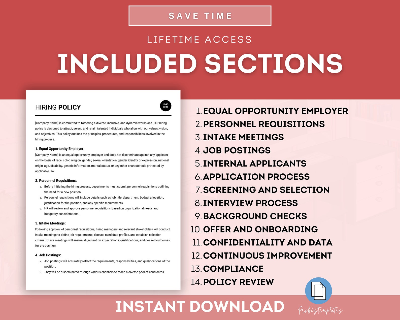 Hiring Policy Template, Employee Recruitment Policy, Talent Acquisition ...