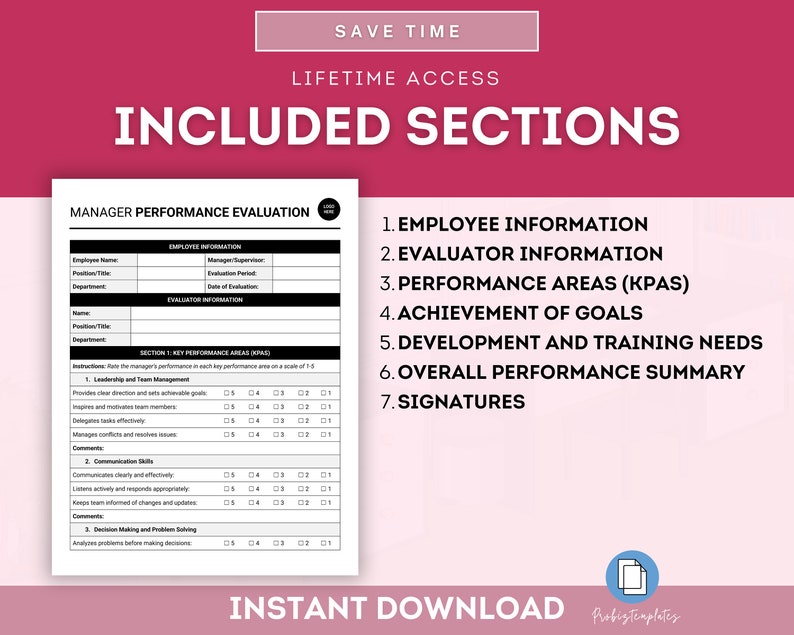 Manager Performance Evaluation Form Template, Management Evaluation ...