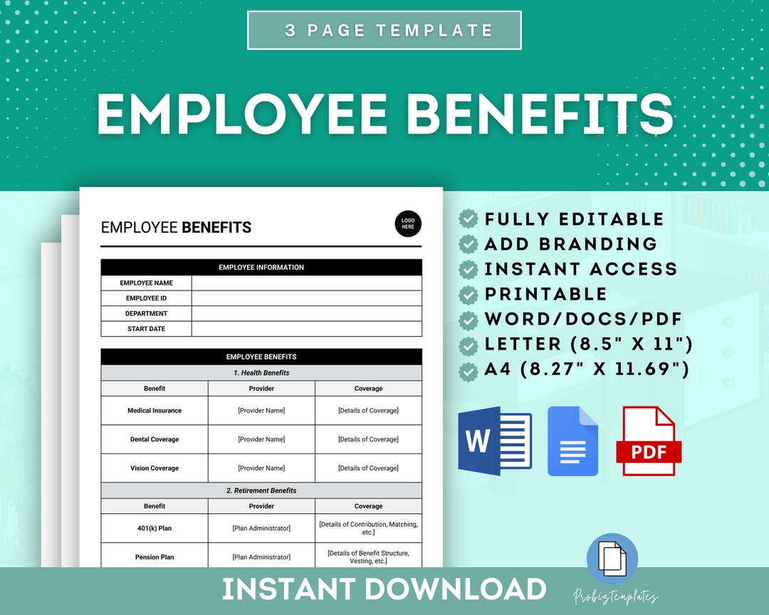 Employee Benefits Template, Health Retirement Time off FSA Benefits ...