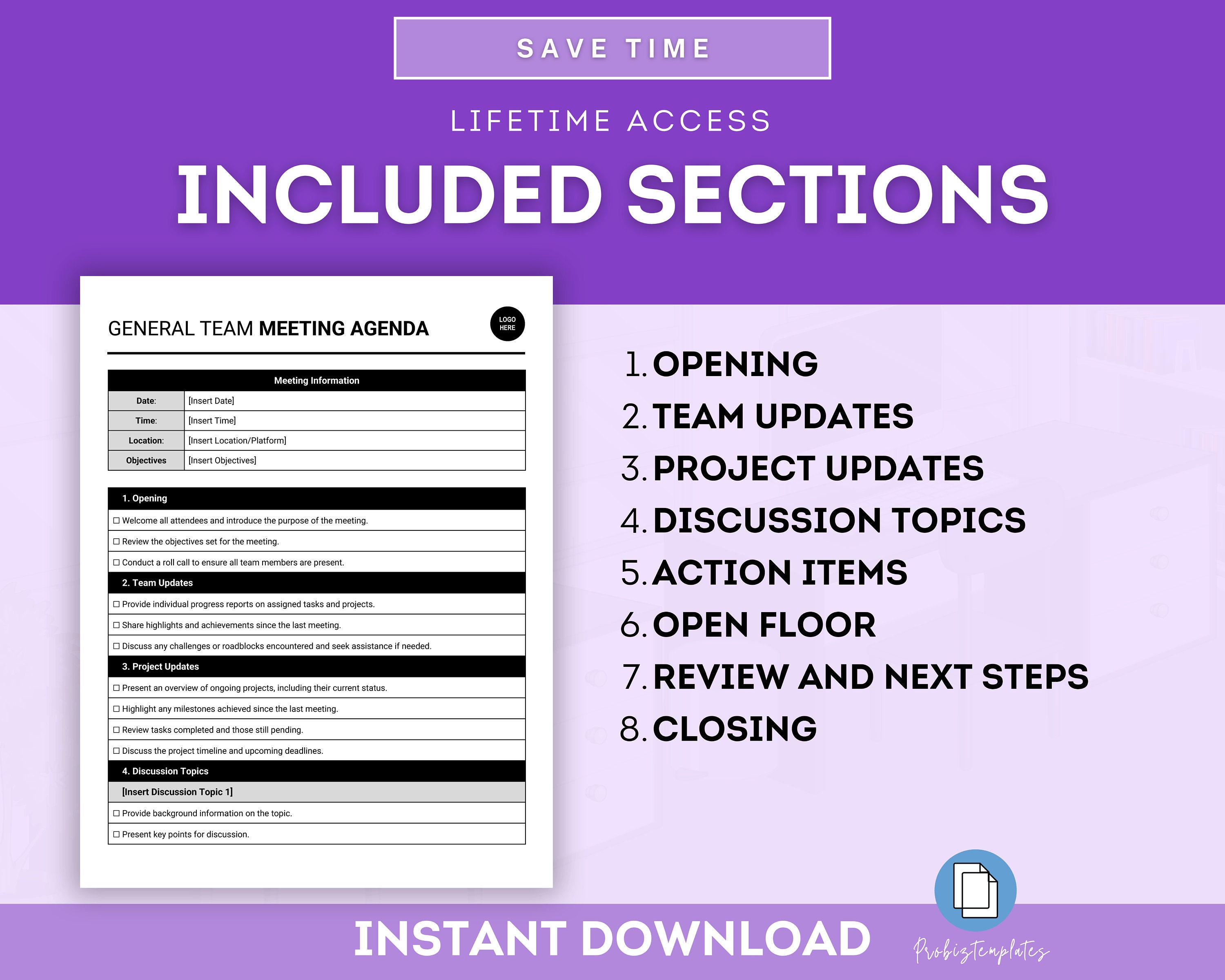 General Team Meeting Agenda Template, Manager Meeting Agenda Outline ...