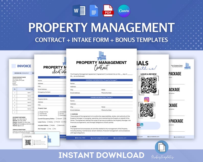 Property Management Contract Bundle, Rental Property Agreement Template ...
